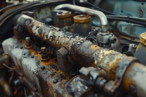 Detailed Shot Of A Rusty Engine On A Train Ideal For Industrial Concepts Stock Image Image Of