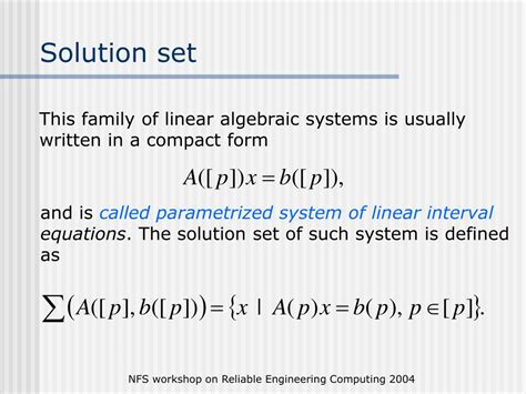 Ppt A Method For Outer Interval Solution Of Parametrized Systems Of Linear Equations