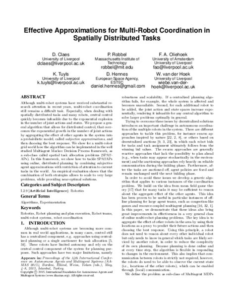 Pdf Effective Approximations For Multi Robot Coordination In
