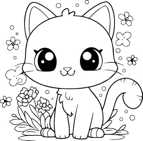 귀여운 고양이 색칠하기 9페이지 프리미엄 벡터