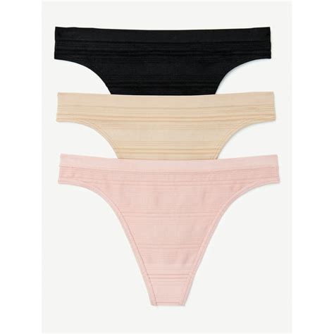 Joyspun Womens Seamless Sheer Stripe Thong Panties 3 Pack Sizes S To