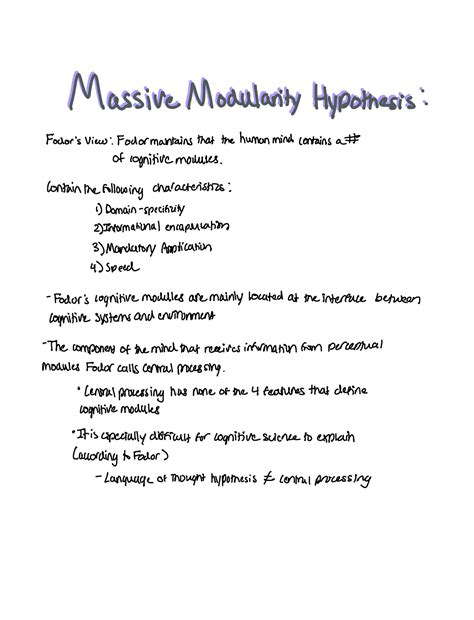 massive modularity hypothesis massive modularity hypothesis fodor s view fodormaintains that