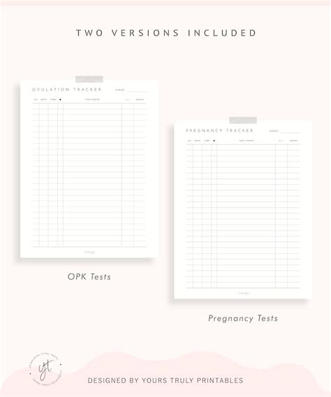 Printable Ovulation Tracker Template And Pregnancy Test Chart Etsy
