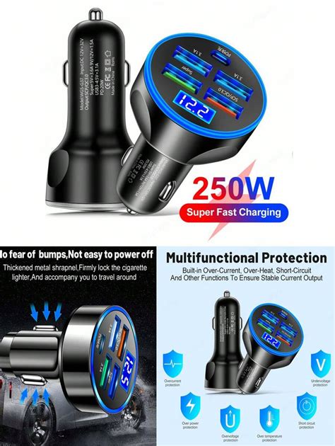 2 Packs 5 Poorten Usb C Digitale Autolader Adapter [mini And Metaal