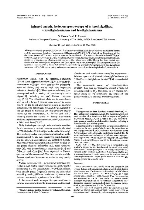 Pdf Infrared Matrix Isolation Spectroscopy Of Trimethylgallium Trimethylaluminium And
