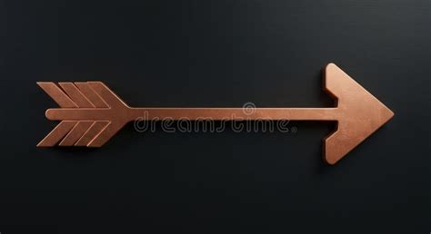 Bronze Arrow On Dark Background Minimalist Direction Symbol Stock Image Image Of Straight