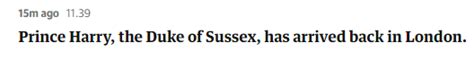 英媒：哈里王子已返回伦敦