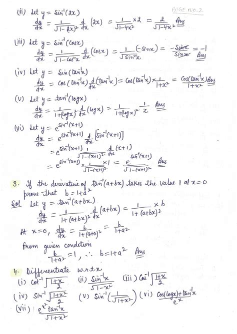 solution differential calculus inverse trigonometric functions