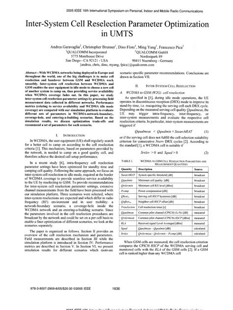 Inter System Reselection Parameter Optimization Pdf Gsm Mobile