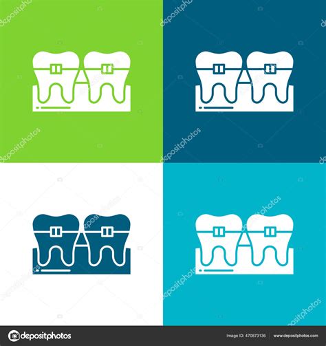 Braces Flat Four Color Minimal Icon Set Stock Vector By ©infolight 470873136