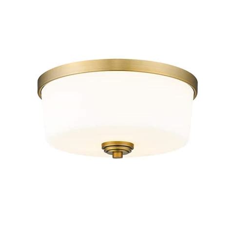 Arlington 14 In 3 Light Heritage Brass Flush Mount Light With Glass