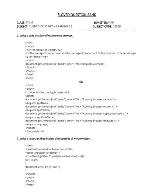 Css Qb Slove Sample Paper Pdf Java Script Cookie