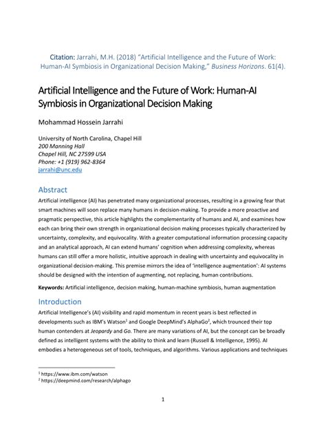 (PDF) Artificial Intelligence and the Future of Work: Human-AI Symbiosis in Organizational ...