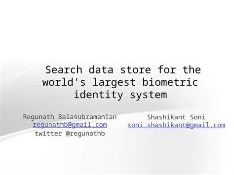 pptx building a search data store for the world s largest biometric