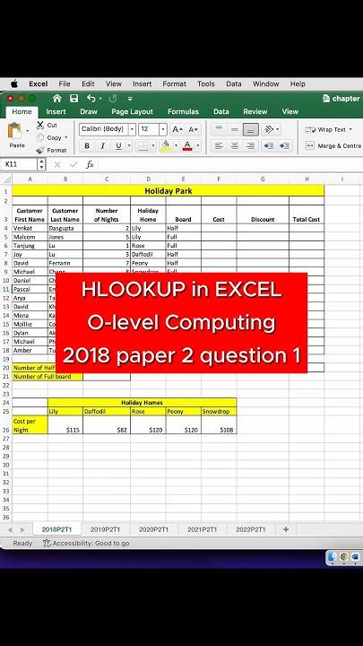 Part 1 How To Do Hlookup In Excel Olevel Computing 2018 Question