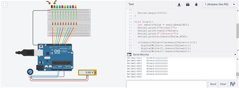 Бинарный светодиодный 10 битный дисплей Arduino Arduino Uno Adc