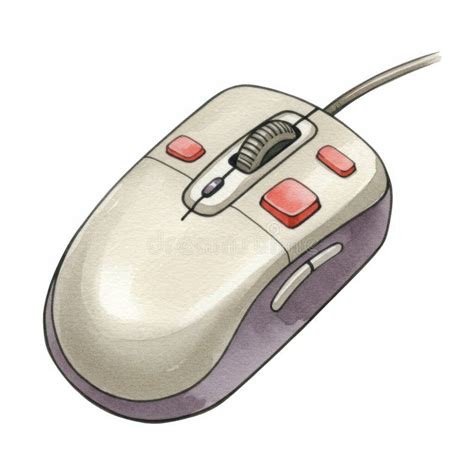 Beige And Purple Wired Computer Mouse Illustration Stock Illustration
