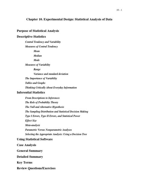 Ch10 Experimental Design Statistical Analysis Of Data Pdf