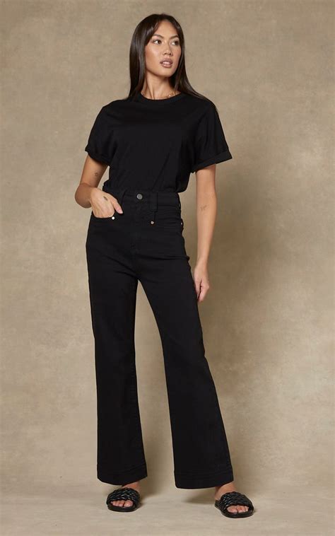 Maarte Black Wide Leg Jeans In Wide Leg Jeans Outfit High Waisted Jeans Outfit Black