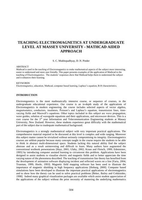 Pdf Using Mathcad In Electromagnetics Education At The Dokumentips