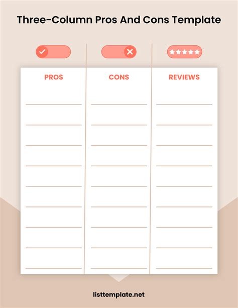 Free Pros And Cons List Templates Edit And Print