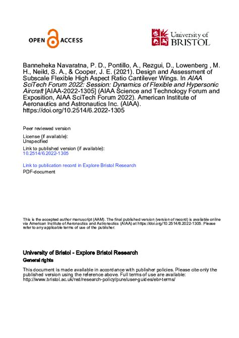 Pdf Design And Assessment Of Subscale Flexible High Aspect Ratio Cantilever Wings