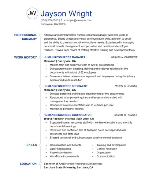 Human Resources Manager Resume Examples Human Resources