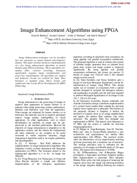 Pdf Image Enhancement Algorithms Using Fpga