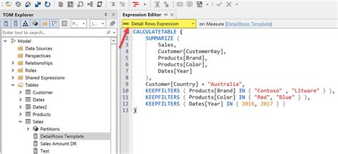 Using Detailrows With Window Functions In Dax