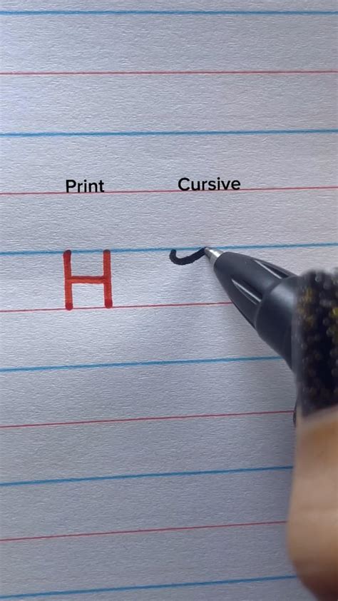 “h” Print And Cursive Handwriting Lettering Calligrahy Handwriting