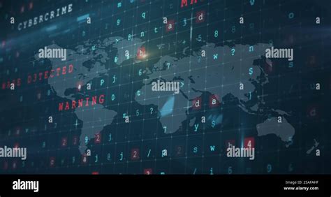 image of digital data processing and world map over dark background