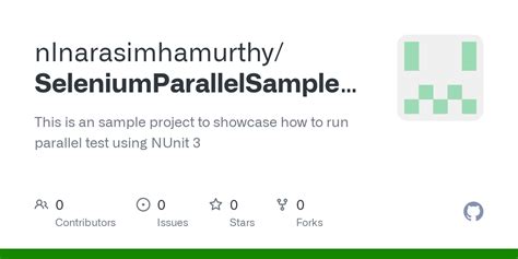 Github Nlnarasimhamurthyseleniumparallelsample Csharp This Is An Sample Project To Showcase