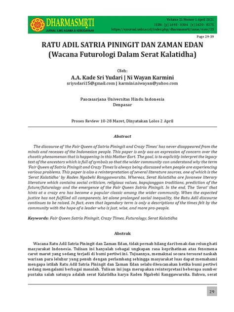 Ratu Adil Jaya Baya Pdf Java Indonesia
