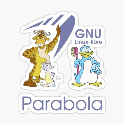 Funny Nerdy Parabola Logo Gnulinux Libre Operating System Computer