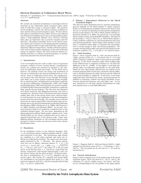 Pdf Electron Dynamics At Collisionless Shock Waves