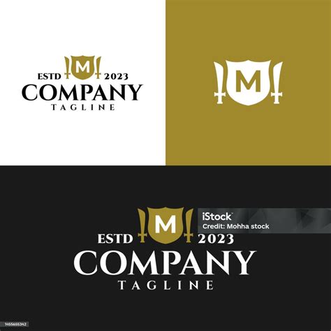 방패 안에 문자 M과 고전적인 중세 스타일의 검 고전적인 우아한 로고 템플릿입니다 검에 대한 스톡 벡터 아트 및 기타 이미지 검 고급 고급 호텔 Istock