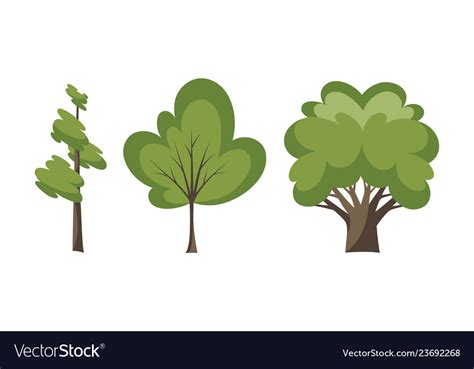 Thin And Thick Trees Decorative Icon Set Vector Image