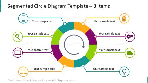 Segmented Circle Diagram For 8 Items Illustrated With Flat Icons
