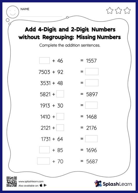 Add 4 Digit And 3 Digit Numbers Without Regrouping Horizontal Addition Math Worksheets