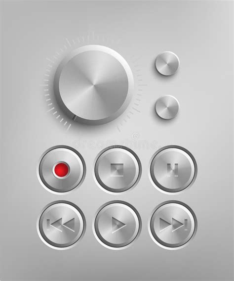 Retro Technic Interface Vector Set Of Metal Buttons Vintage Design