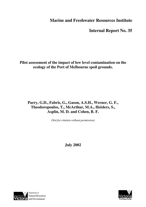 Pdf Pilot Assessment Of The Impact Of Low Level Contamination On The