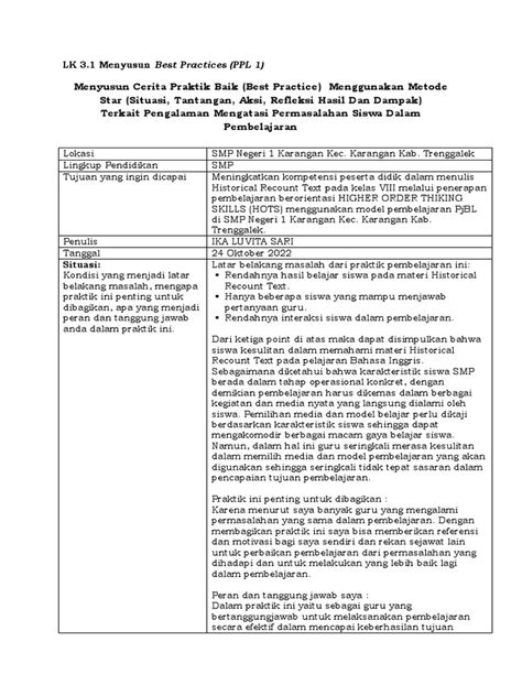 lk 3 1 menyusun best practices 1 pdf karier and perkembangan seni