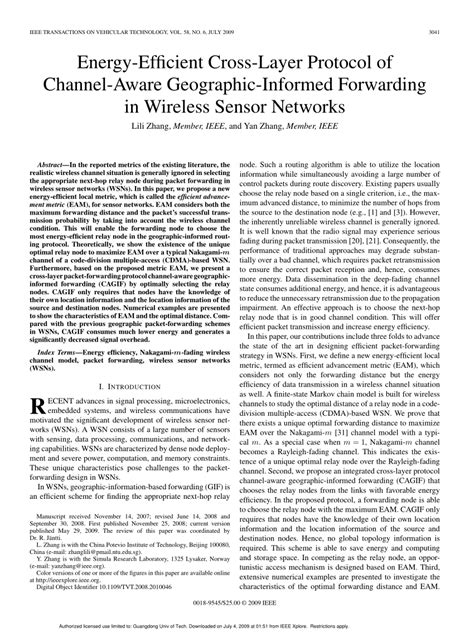 PDF Energy Efficient Cross Layer Protocol Of Channel Aware Geographic Informed Forwarding In