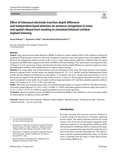 pdf effect of interaural electrode insertion depth difference and
