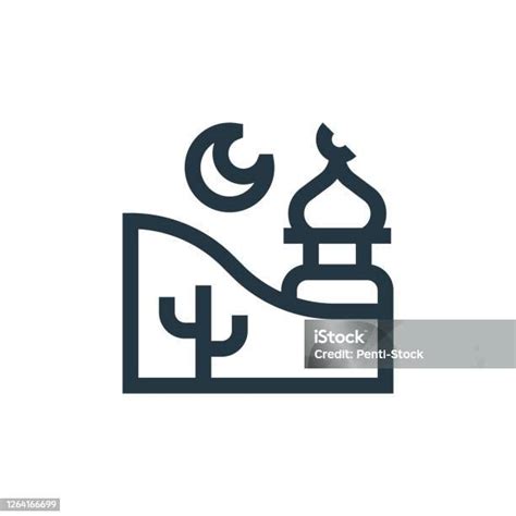 흰색 배경에 격리 된 모스크 벡터 아이콘 개요 웹 사이트 디자인 및 모바일 응용 프로그램 개발을위한 얇은 라인 모스크 아이콘 얇은 줄 모스크 윤곽선 아이콘 벡터