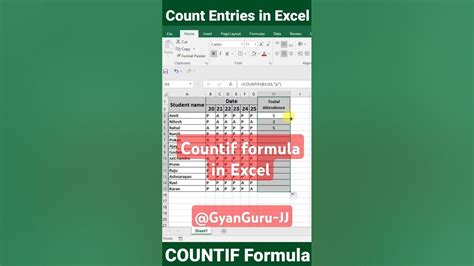 Countif Formula In Excel Shorts Ytshorts Exceltips Excel