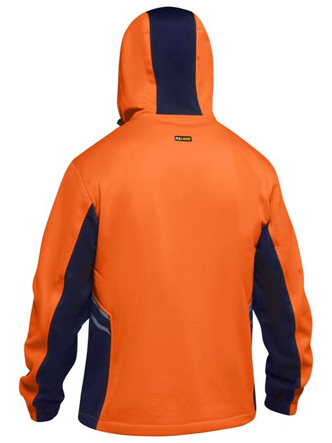 hi vis liquid repellent fleece 1 2 zip hoodie bk6571 bisley workwear