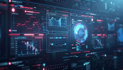 a computer screen with many different graphs and numbers scene is intense and focused as the