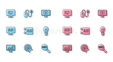 Set Line Monitor With Graph Chart Target Dislike In Speech Bubble Seo Optimization