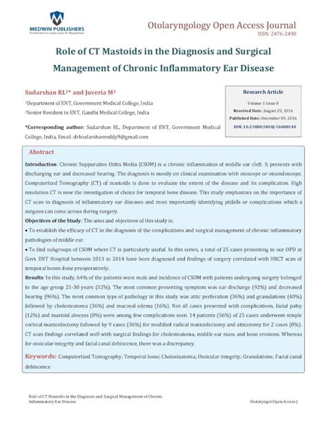 Pdf Role Of Ct Mastoids In The Diagnosis And Surgical · Patients